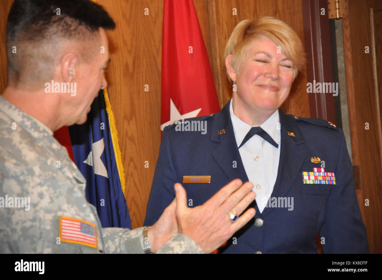 US Army National Guard female soldier promotion ceremony Stock Photo ...