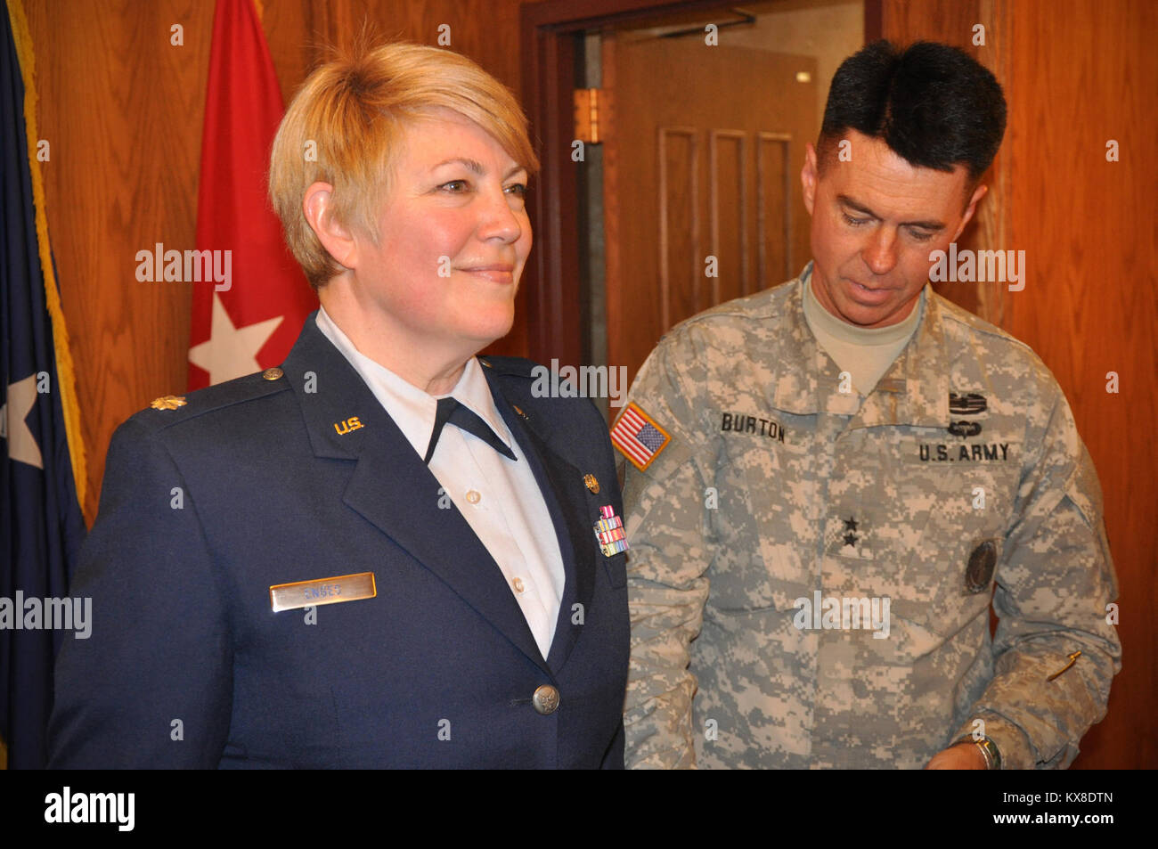 US Army National Guard female soldier promotion ceremony Stock Photo ...