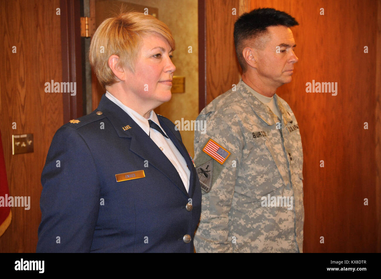 US Army National Guard female soldier promotion ceremony Stock Photo ...