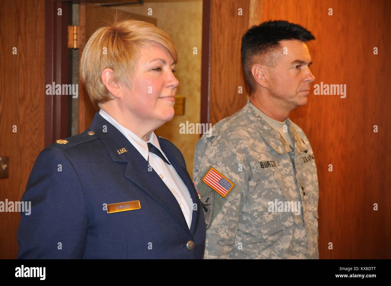 US Army National Guard female soldier promotion ceremony Stock Photo ...