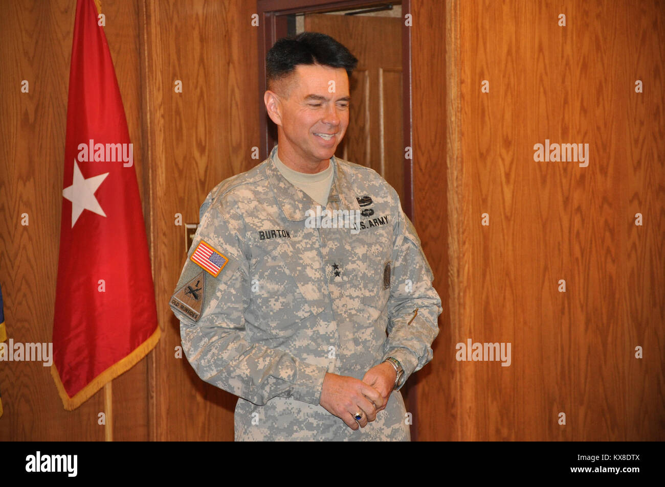 US Army National Guard female soldier promotion ceremony Stock Photo ...
