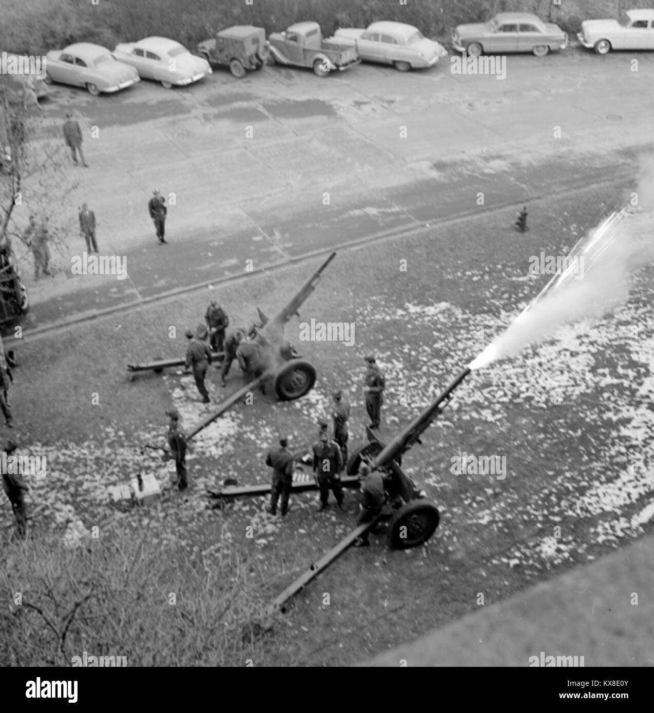 Historic vintage old black and white photograph image of U.S. military ...