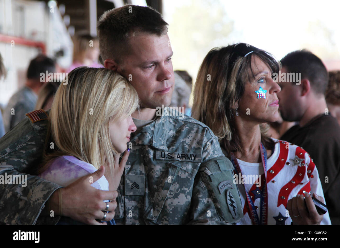 US army soldiers deployment departure, goodbye from friends and family ...