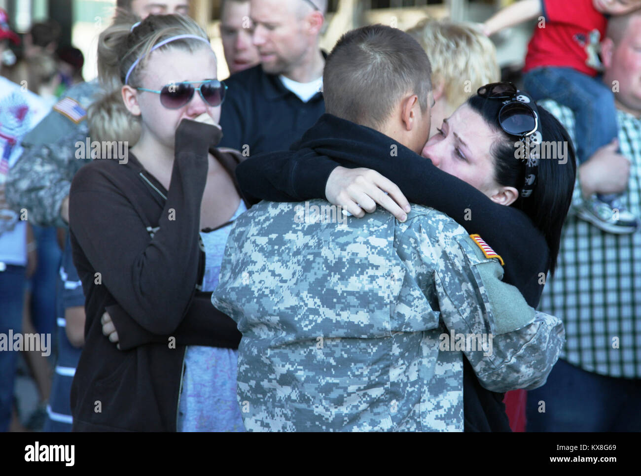 US army soldiers deployment departure, goodbye from friends and family ...