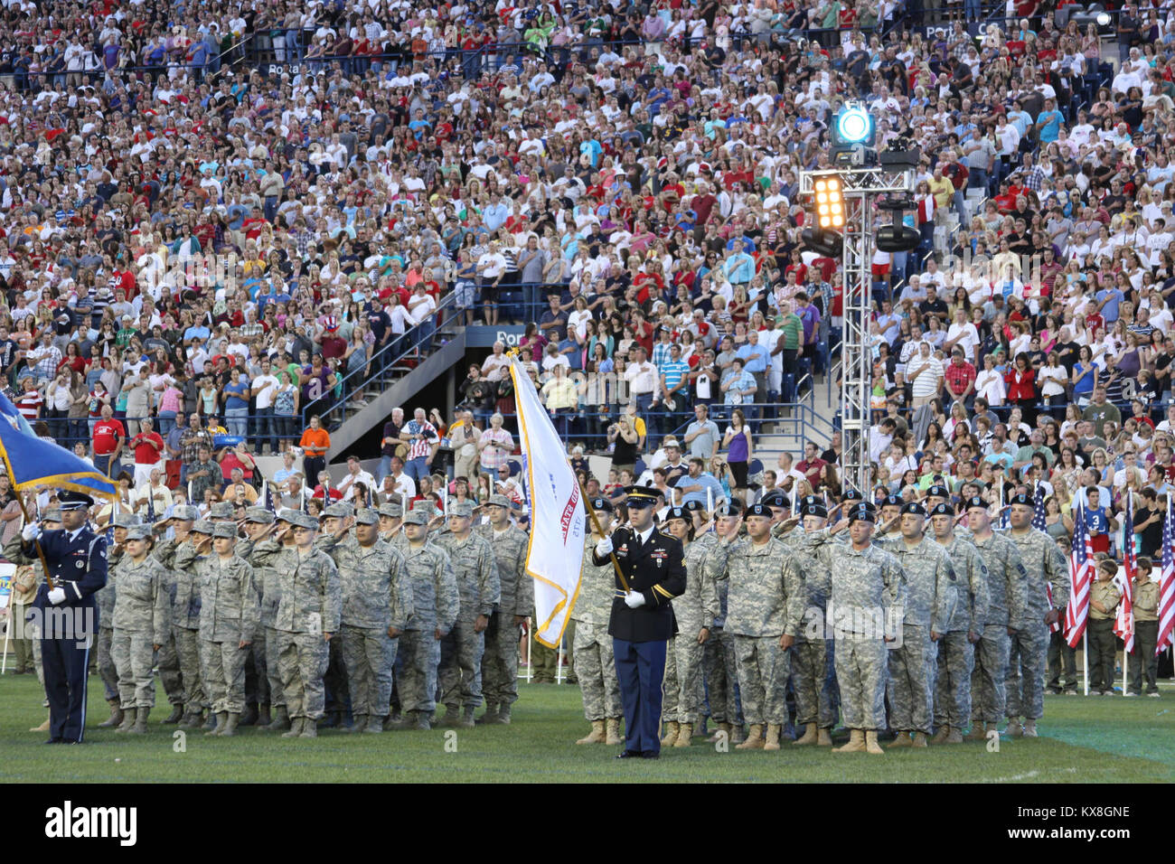 US military in sports stadium Stock Photo - Alamy