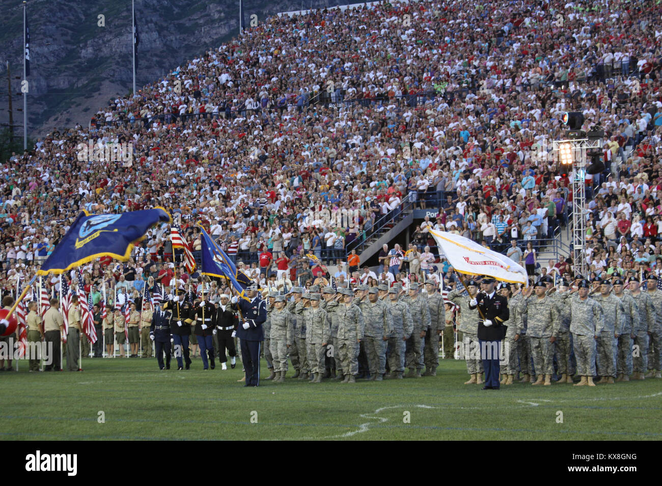US military in sports stadium Stock Photo - Alamy