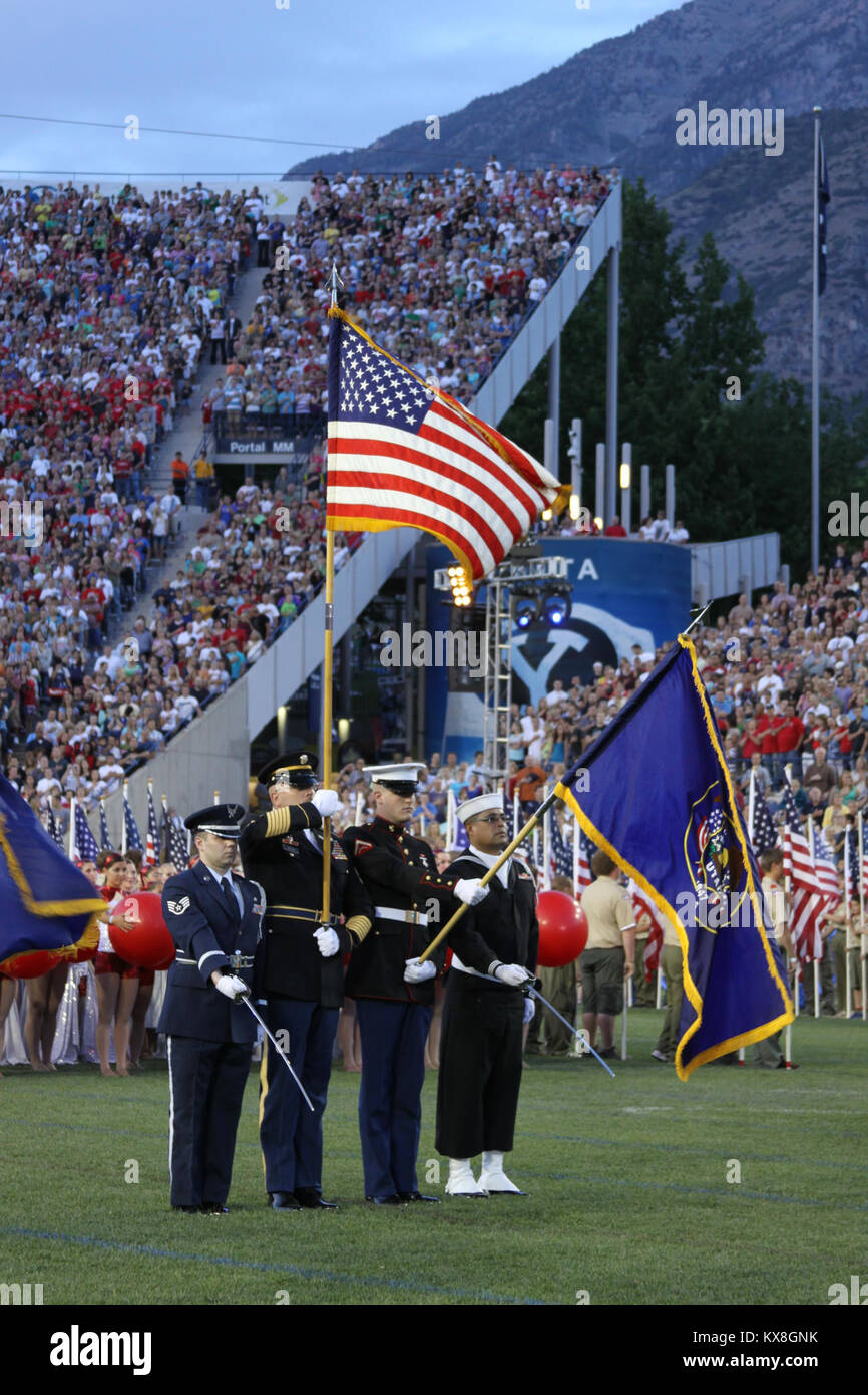 US military in sports stadium Stock Photo - Alamy