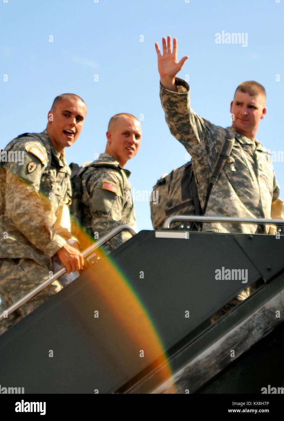 US military personel return home to families Stock Photo - Alamy