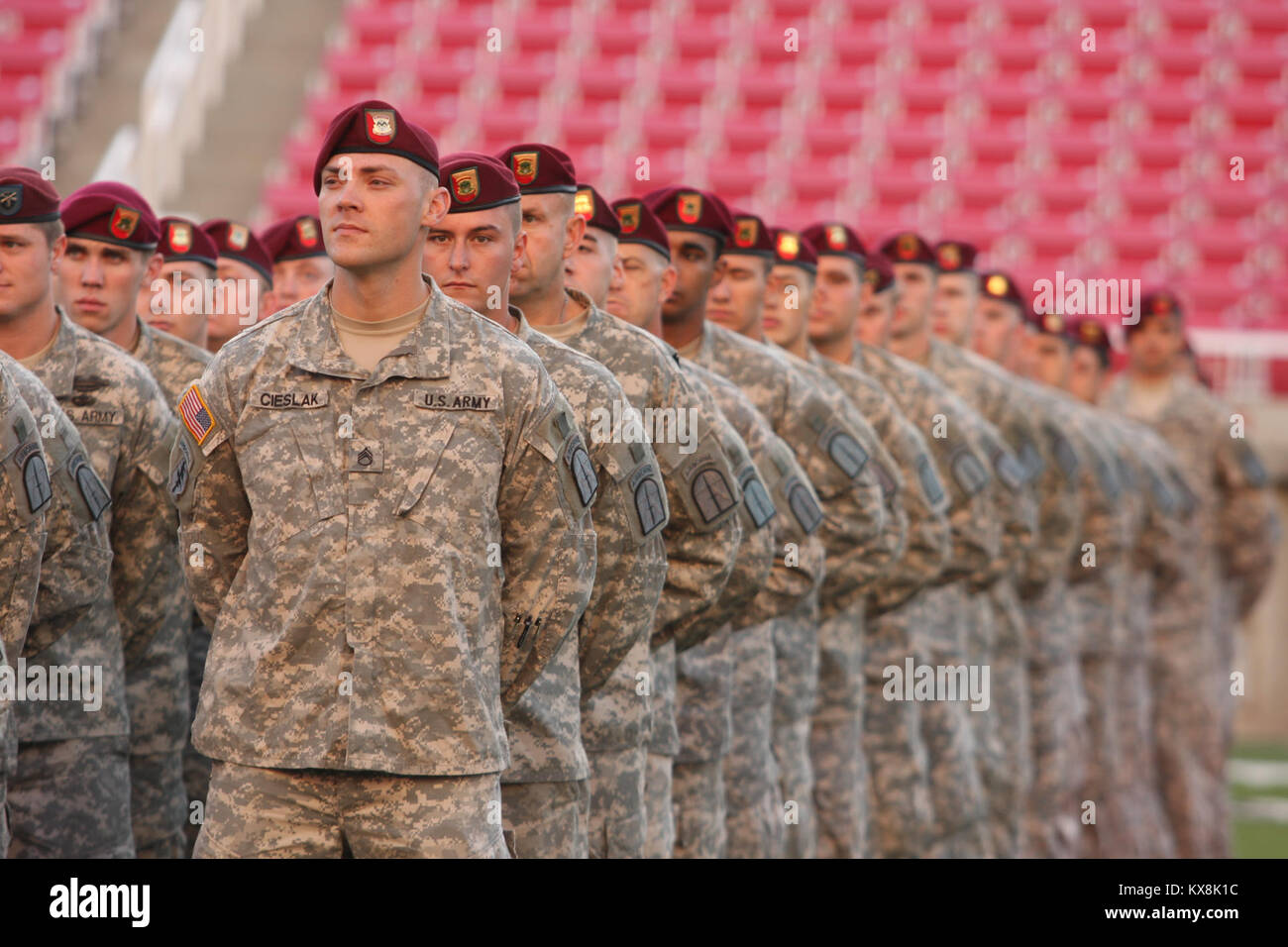US military parade with band at sports stadium Stock Photo - Alamy