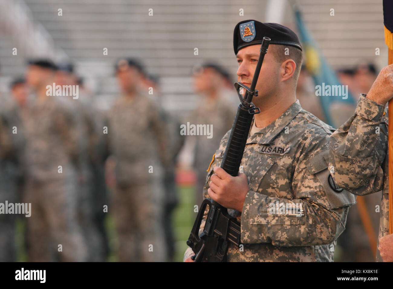 US military parade with band at sports stadium Stock Photo - Alamy