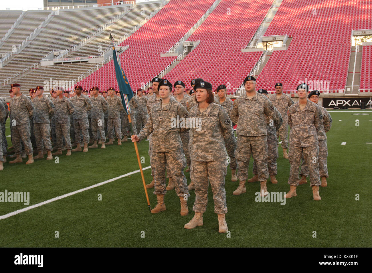 US military parade with band at sports stadium Stock Photo - Alamy
