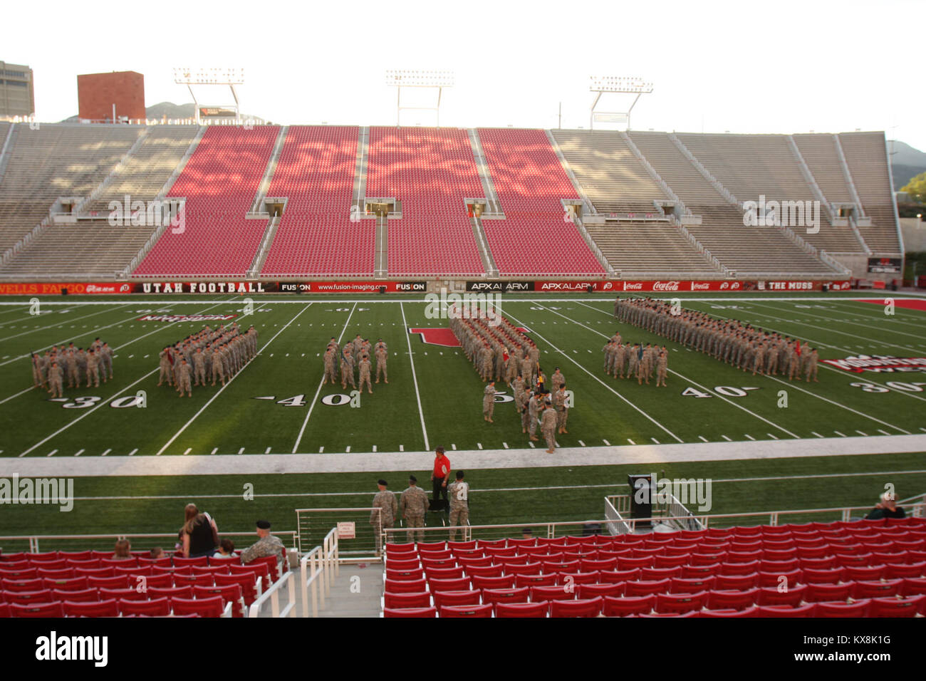 US military parade with band at sports stadium Stock Photo - Alamy