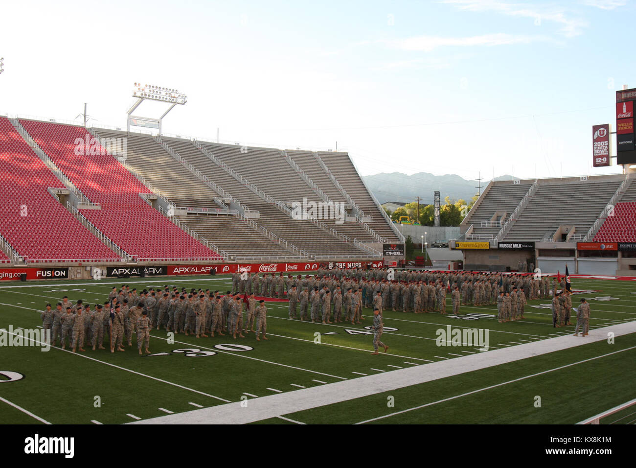 US military parade with band at sports stadium Stock Photo - Alamy