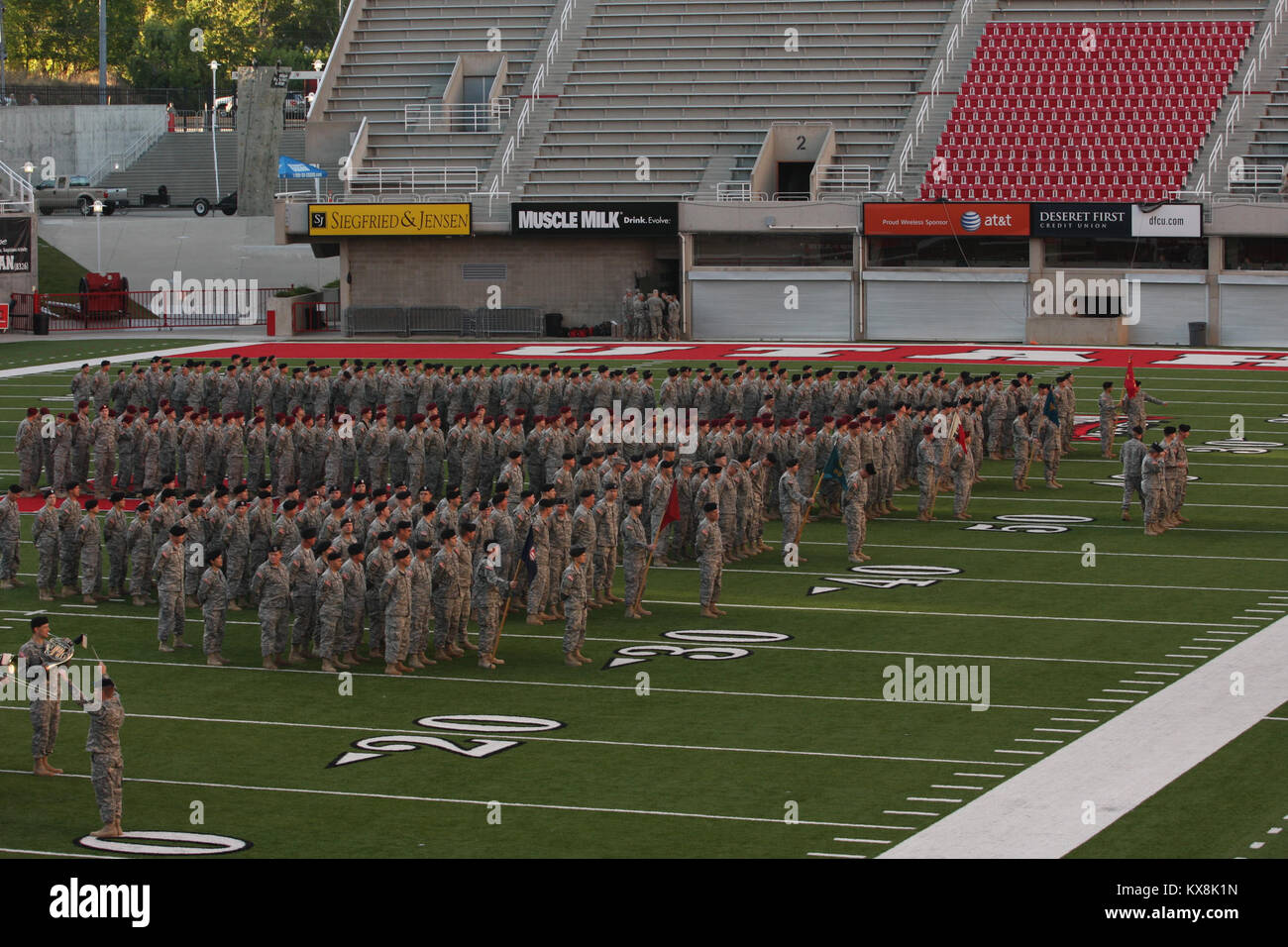 US military parade with band at sports stadium Stock Photo - Alamy