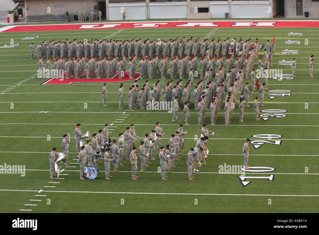 US military parade with band at sports stadium Stock Photo - Alamy
