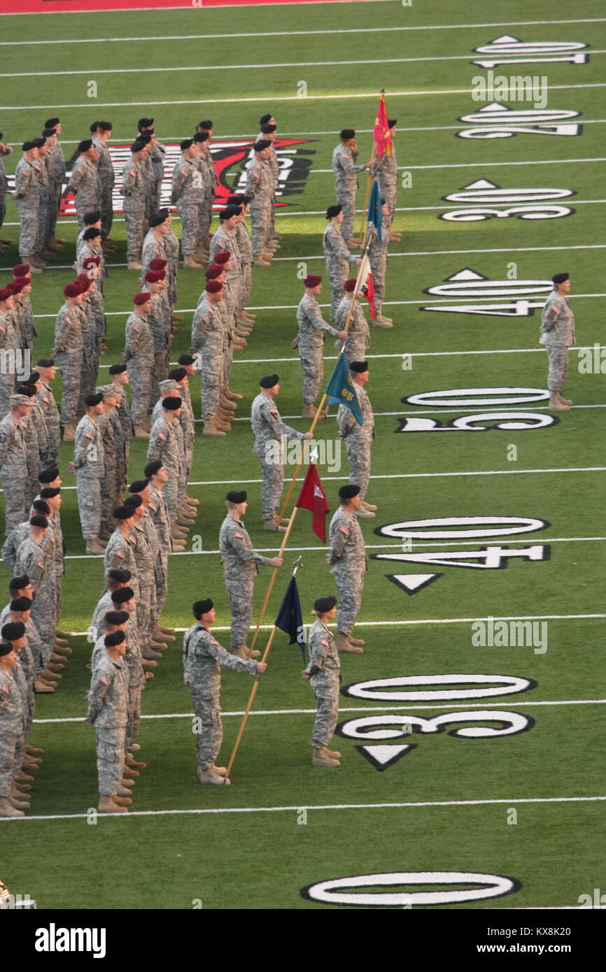 US military parade with band at sports stadium Stock Photo - Alamy