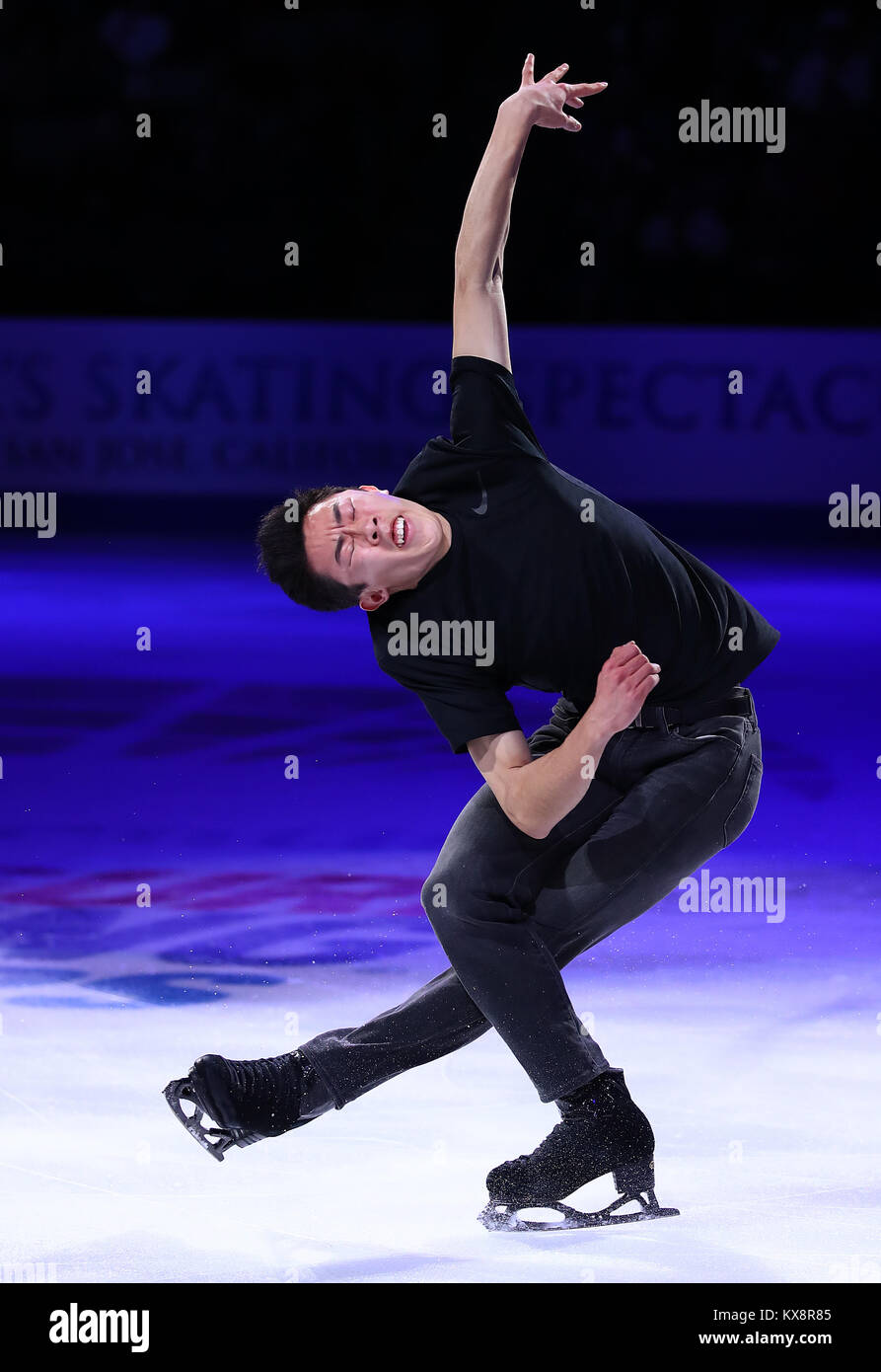 Nathan Chen ice skates during exhibition performance prior to olympics ...