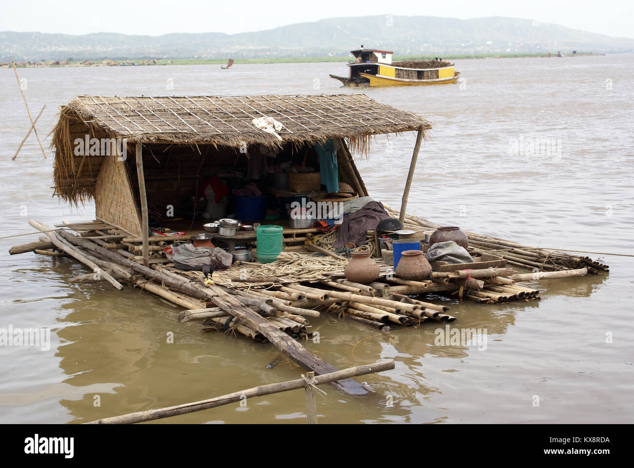Houseboat on the river in Mandalay, Myanmar Stock Photo - Alamy