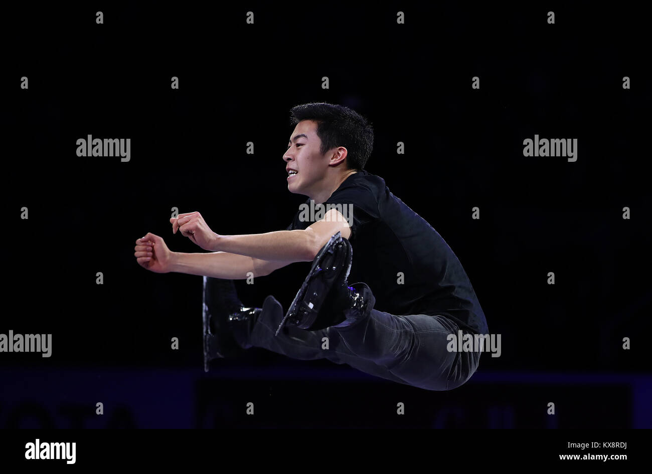 Nathan Chen ice skates during exhibition performance prior to olympics ...