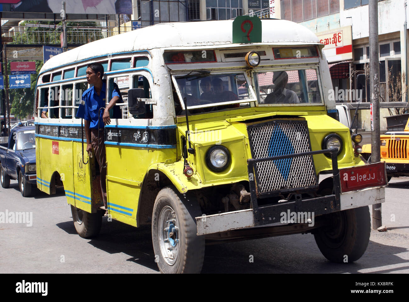 Bus on the street of Mandalay, Myanmar Stock Photo - Alamy