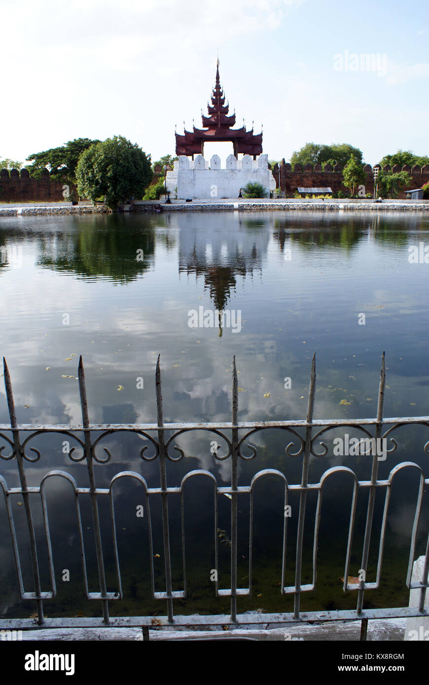 Fence, moat and wall of Mandalay palace in Myanmar Stock Photo - Alamy