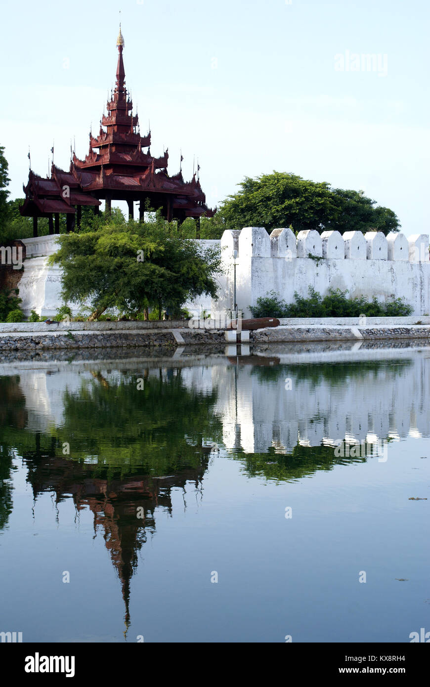 Tower and wall of Mandalay palace, Myanmar Stock Photo - Alamy