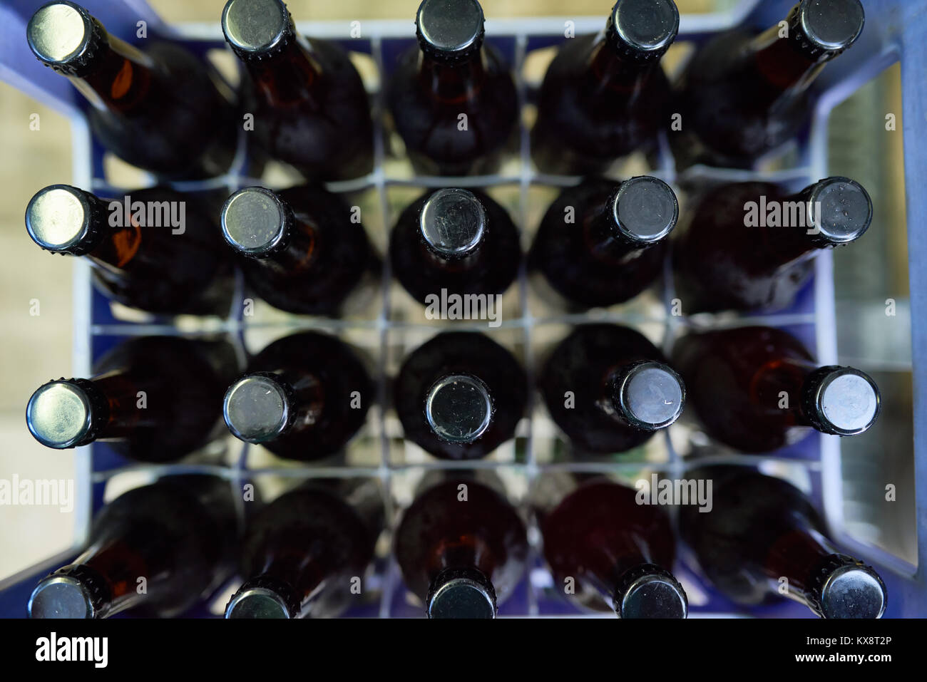 Beer Bottles in Plastic Crate Stock Photo - Alamy