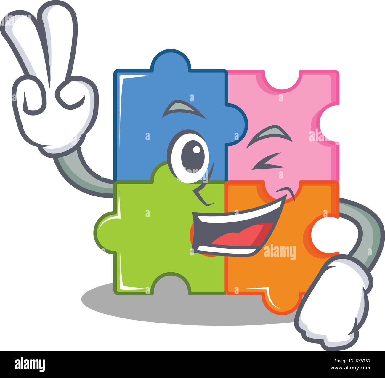 Two finger puzzle character cartoon style Stock Vector Image & Art - Alamy