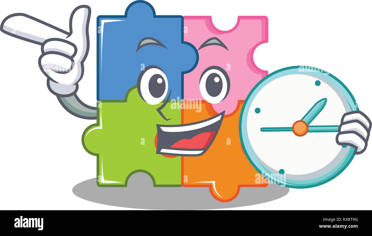 With clock puzzle character cartoon style Stock Vector Image & Art - Alamy