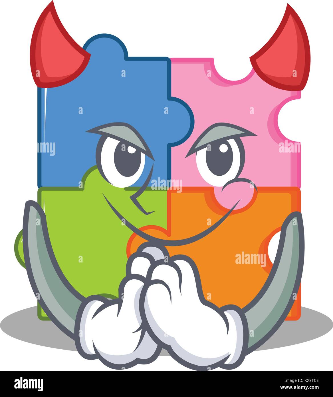 Devil puzzle mascot cartoon style Stock Vector Image & Art - Alamy