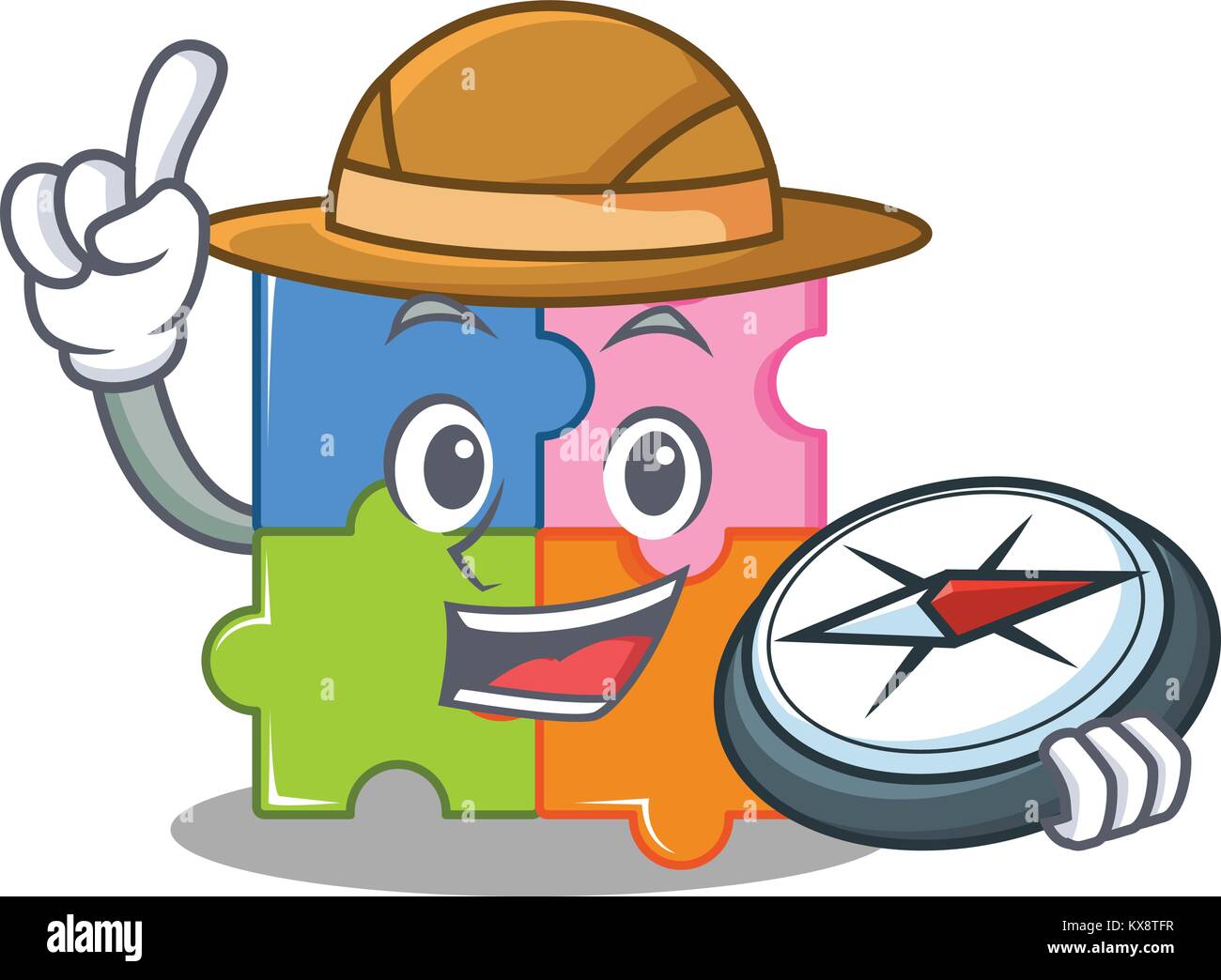 Explorer puzzle mascot cartoon style Stock Vector Image & Art - Alamy