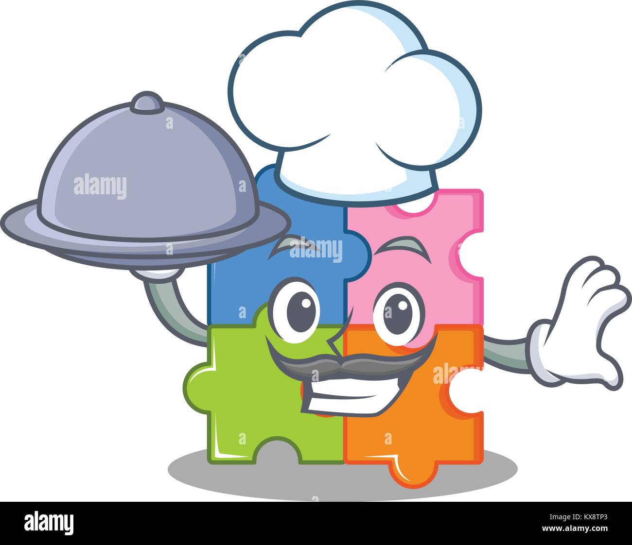 Chef with food puzzle mascot cartoon style Stock Vector Image & Art - Alamy