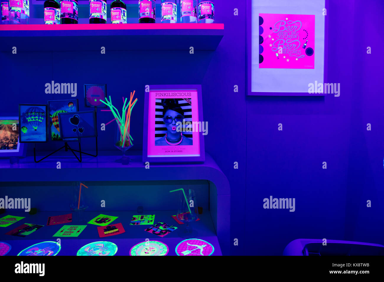 Examples of print fluorescent colors, neon room exhibition hall, HP, at ...