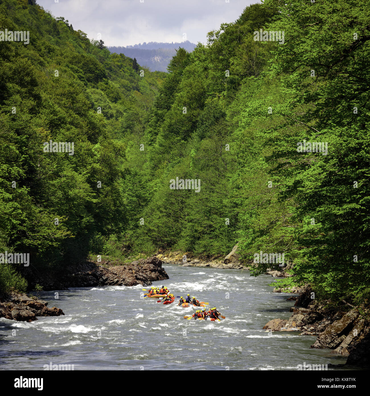 Rafting. Alloy on the mountain river Stock Photo - Alamy