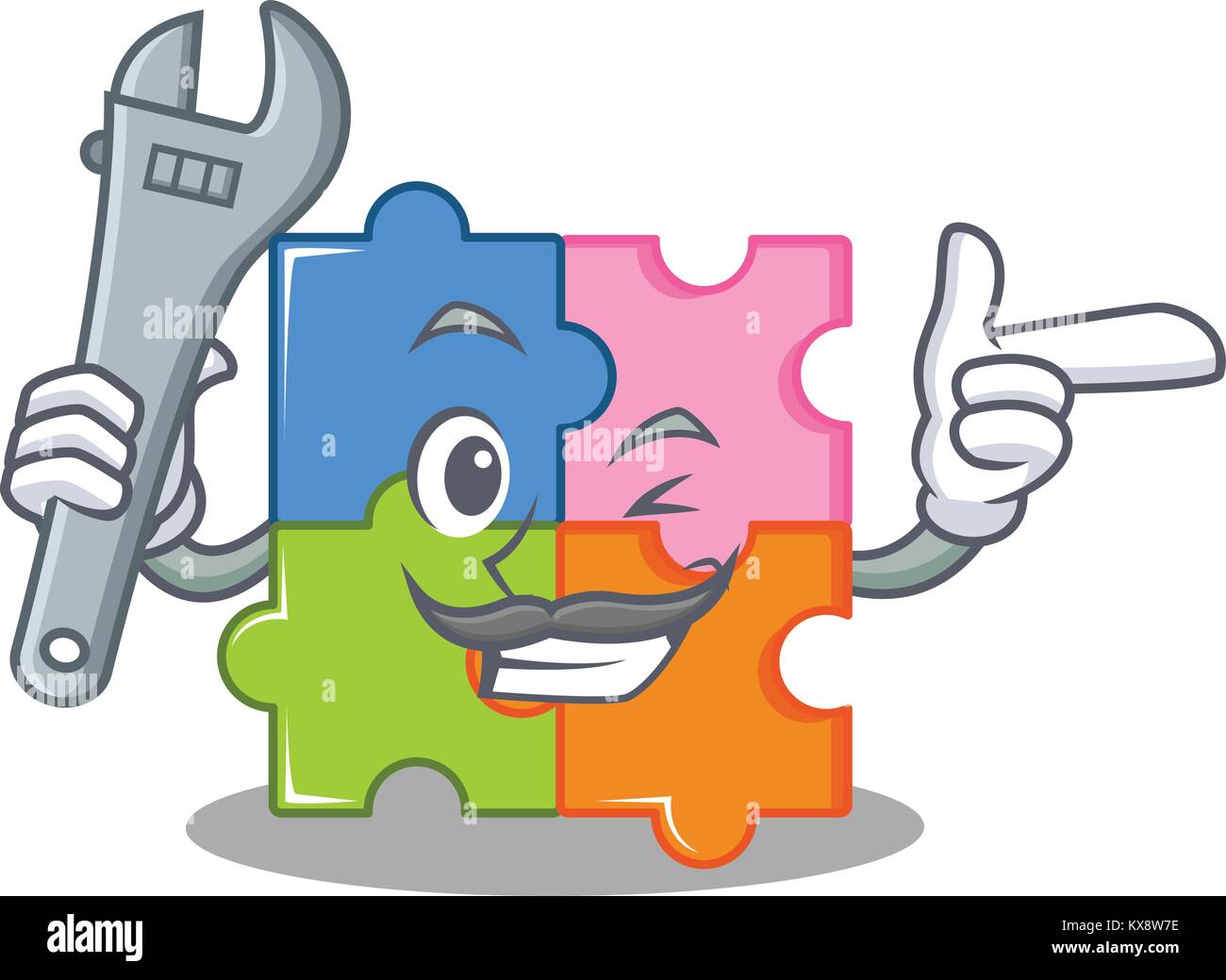 Mechanic puzzle mascot cartoon style Stock Vector Image & Art - Alamy