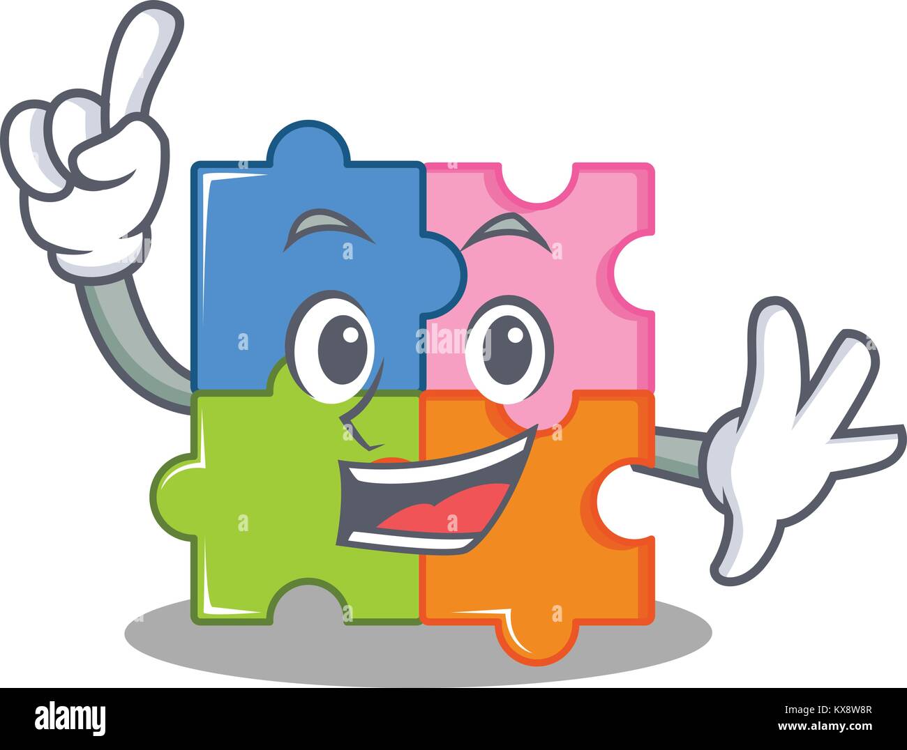 Cartoon puzzle piece smiling happy hi-res stock photography and images ...