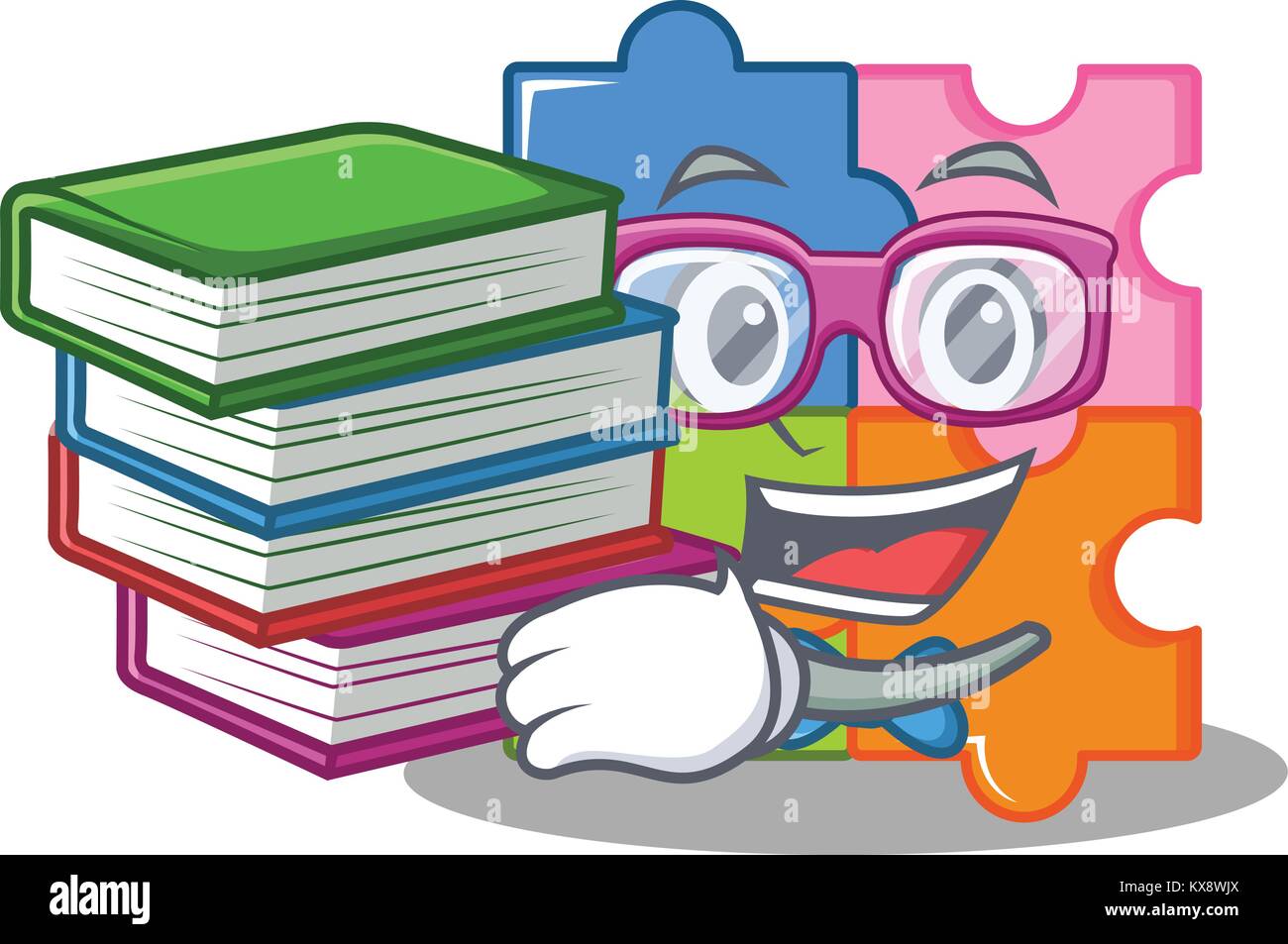 Student with book puzzle mascot cartoon style Stock Vector Image & Art ...