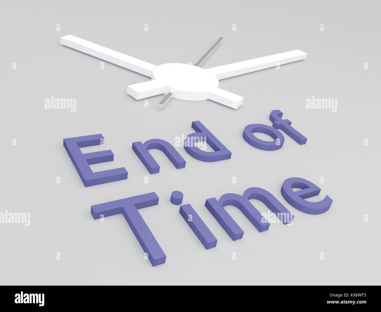 3D illustration of End of Time title with a clock as a background Stock ...