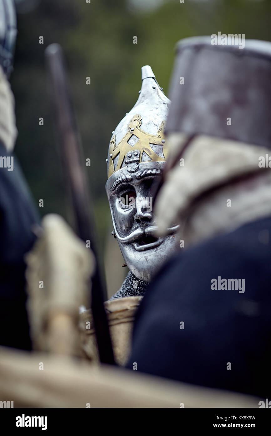 Knight in armor. Medieval battle (historical reconstruction Stock Photo ...