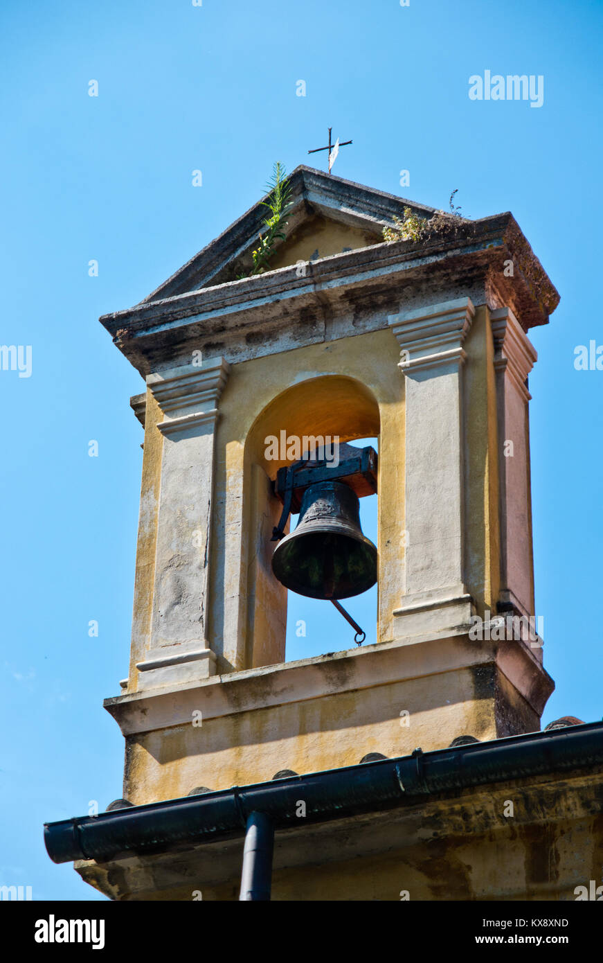 ancient bell tower in neoclassical style with bronze bells Stock Photo ...
