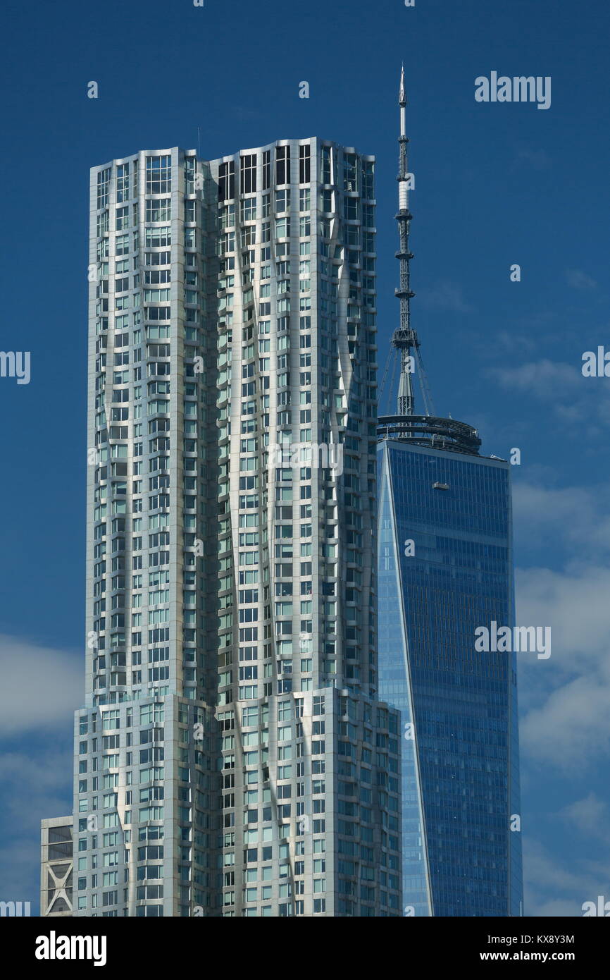 Frank Gehry's 8 Spruce Street (Beekman Tower) in front of the Freedom ...