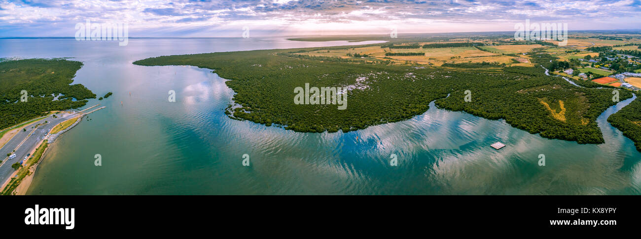 Aerial view of coastal inlet hi-res stock photography and images - Alamy