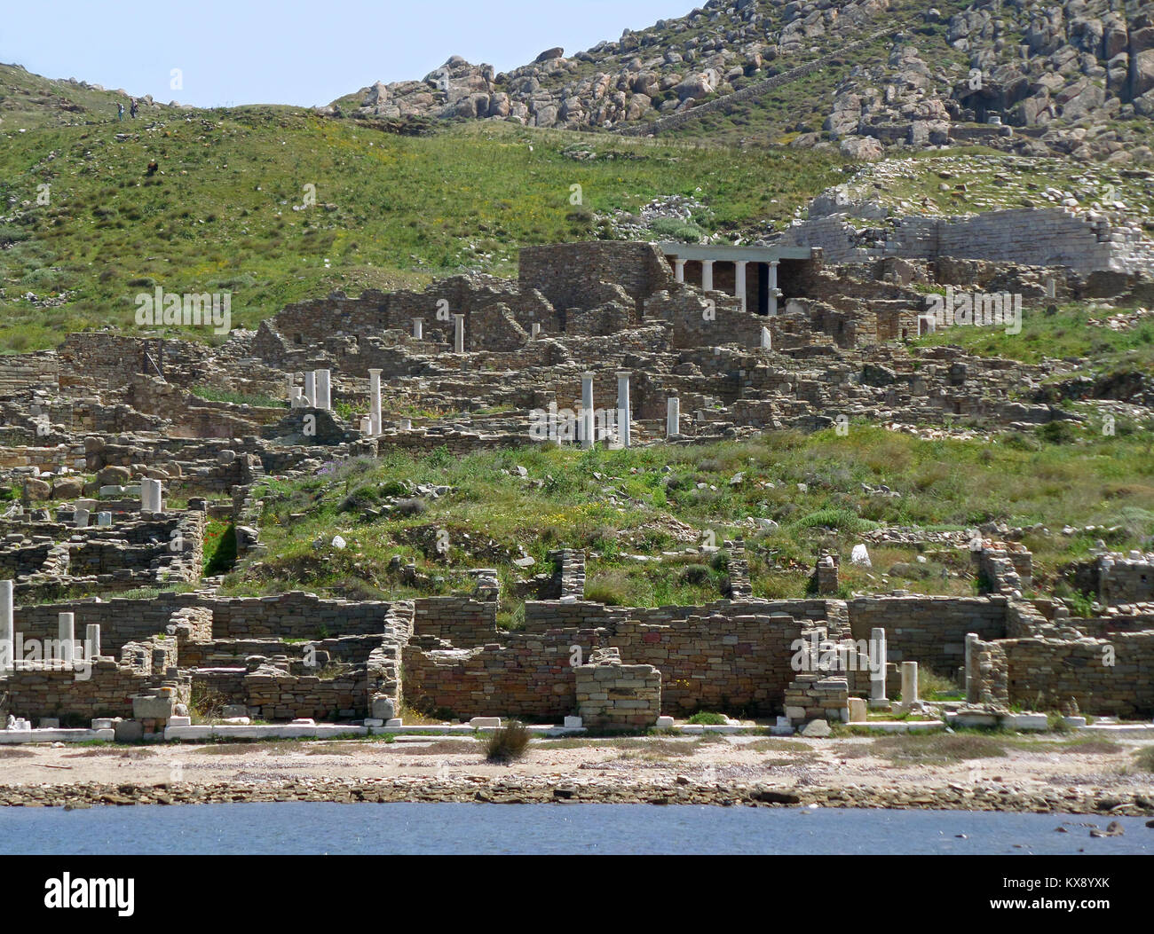 Archaeological Site of Delos as seen from the ferry, Delos Island ...
