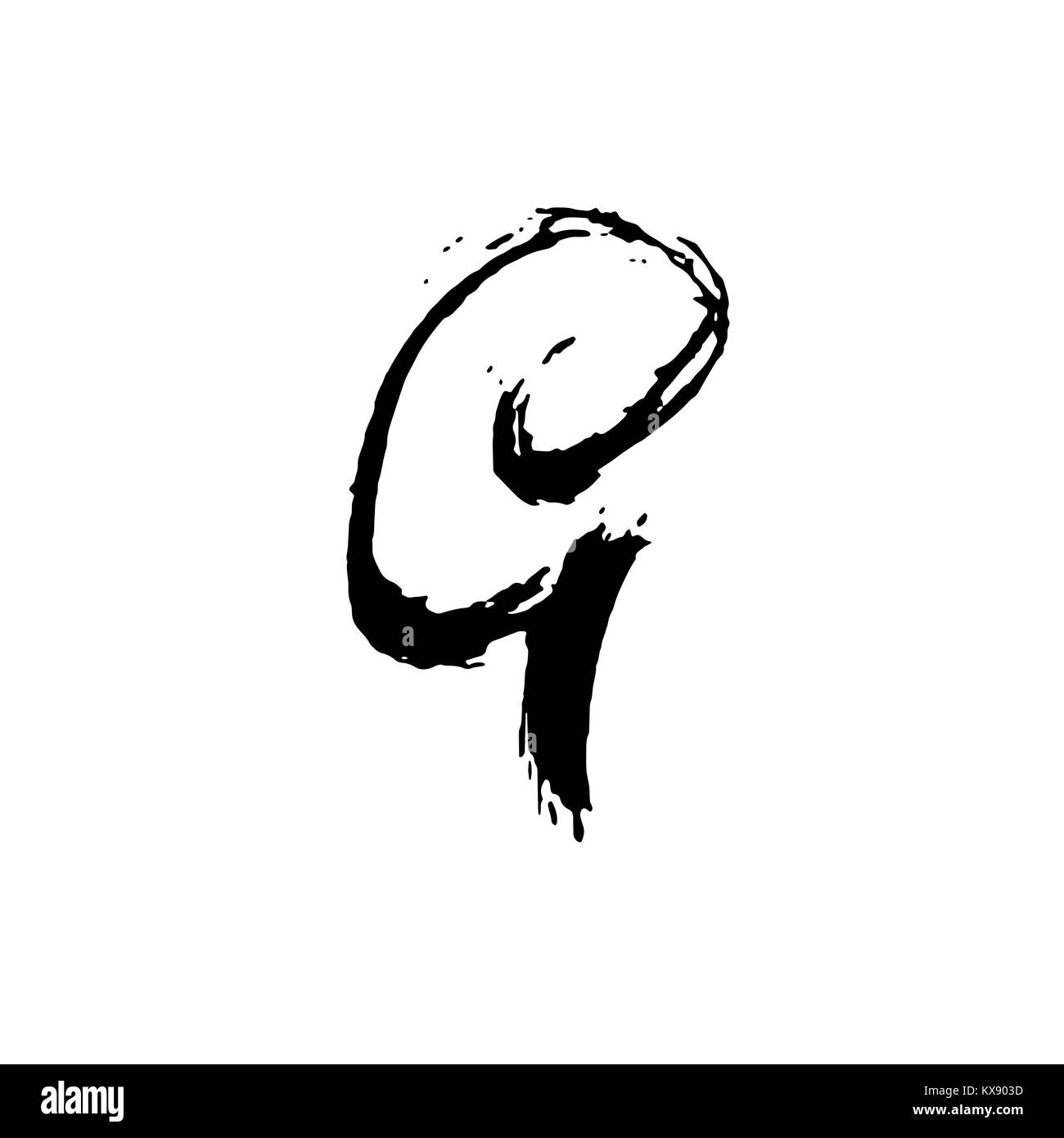 Letter G. Handwritten by dry brush. Rough strokes font. Vector ...