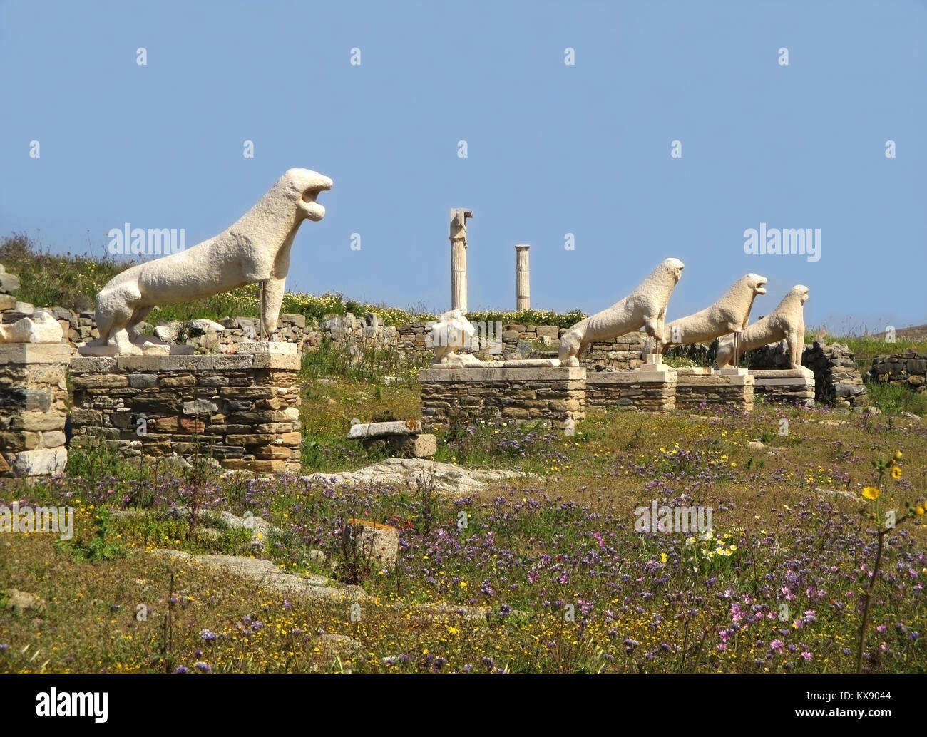 Terrace of the Lions, the famous symbol of Archaeological Site of Delos ...