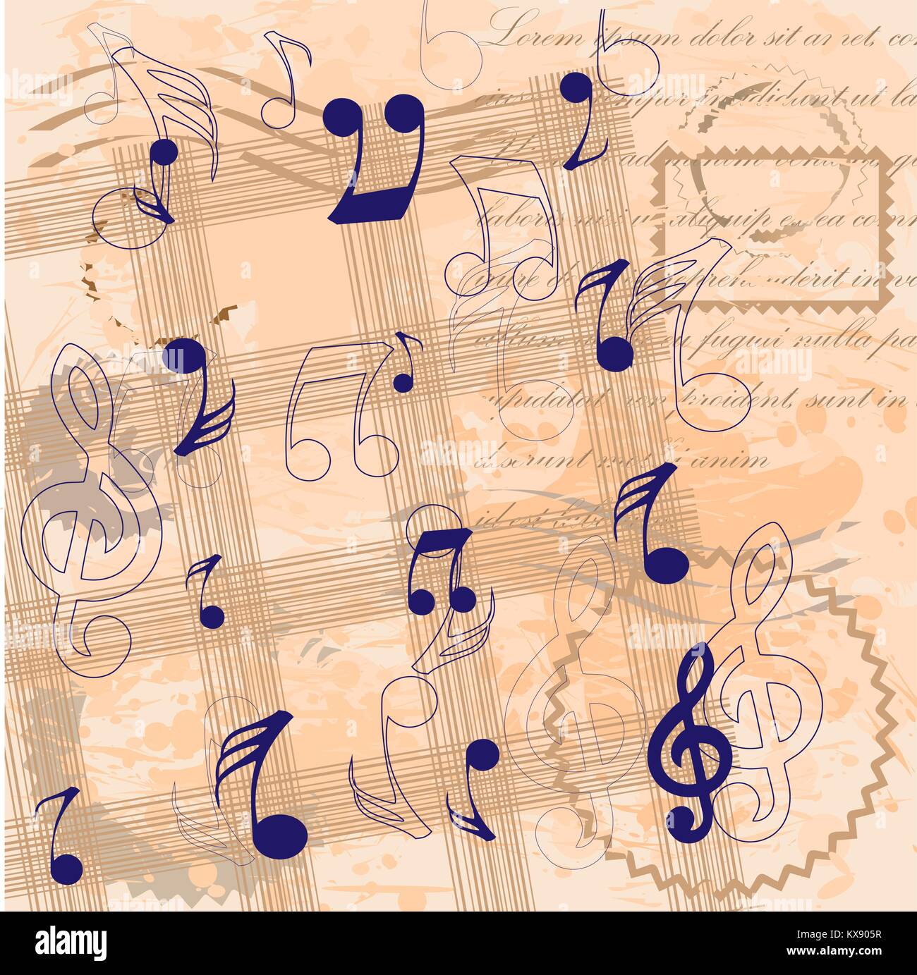 Vintage background with musical notes Stock Vector Image & Art - Alamy