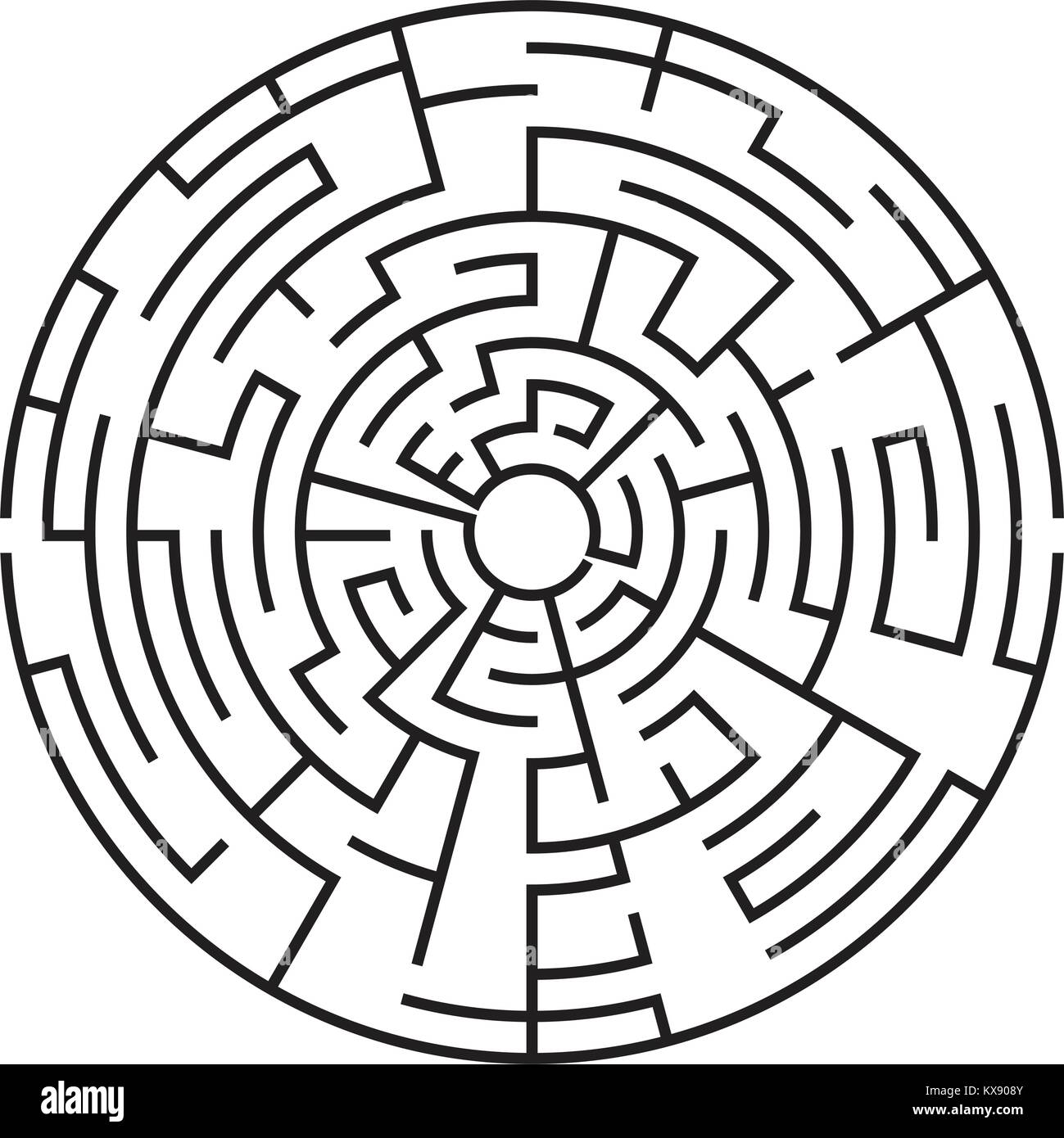 Circular maze isolated on white background. Medium complexity Stock ...
