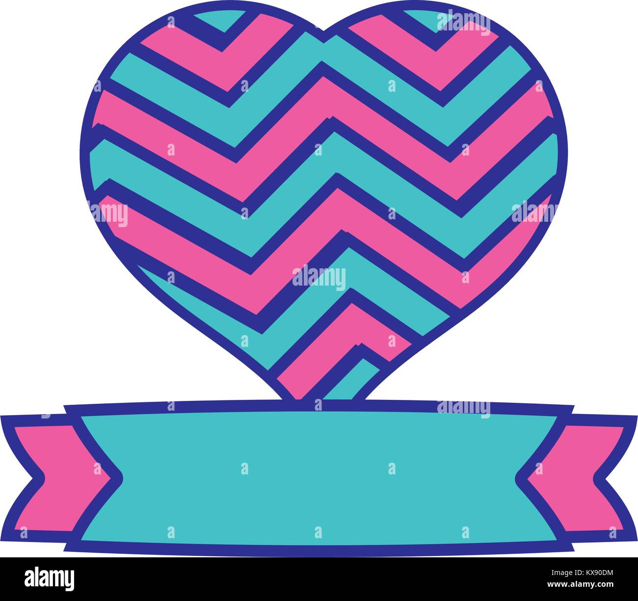 full color heart symbol of love with ribbon design Stock Vector Image ...