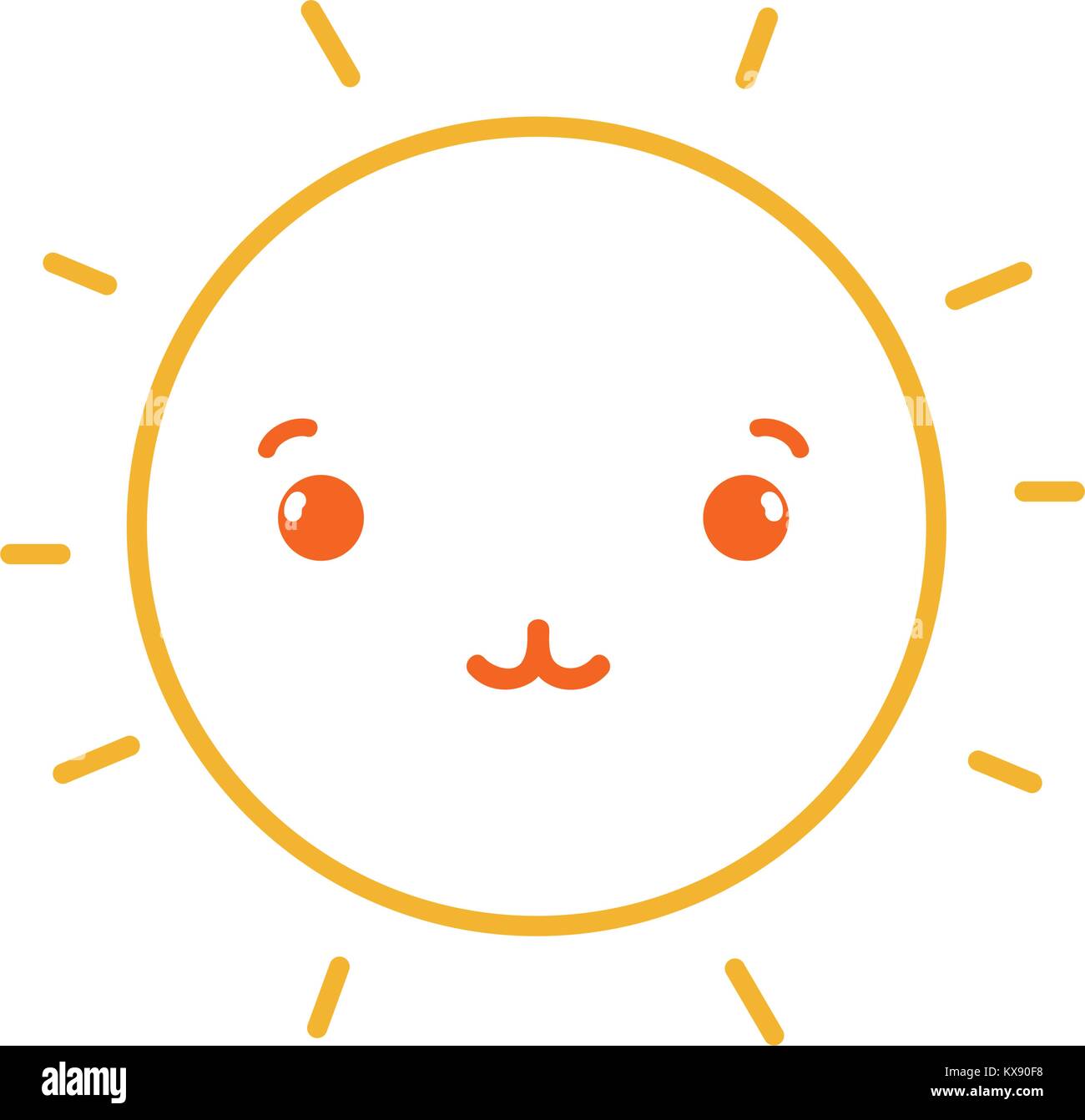 color line tender and cute sun kawaii weather Stock Vector Image & Art ...