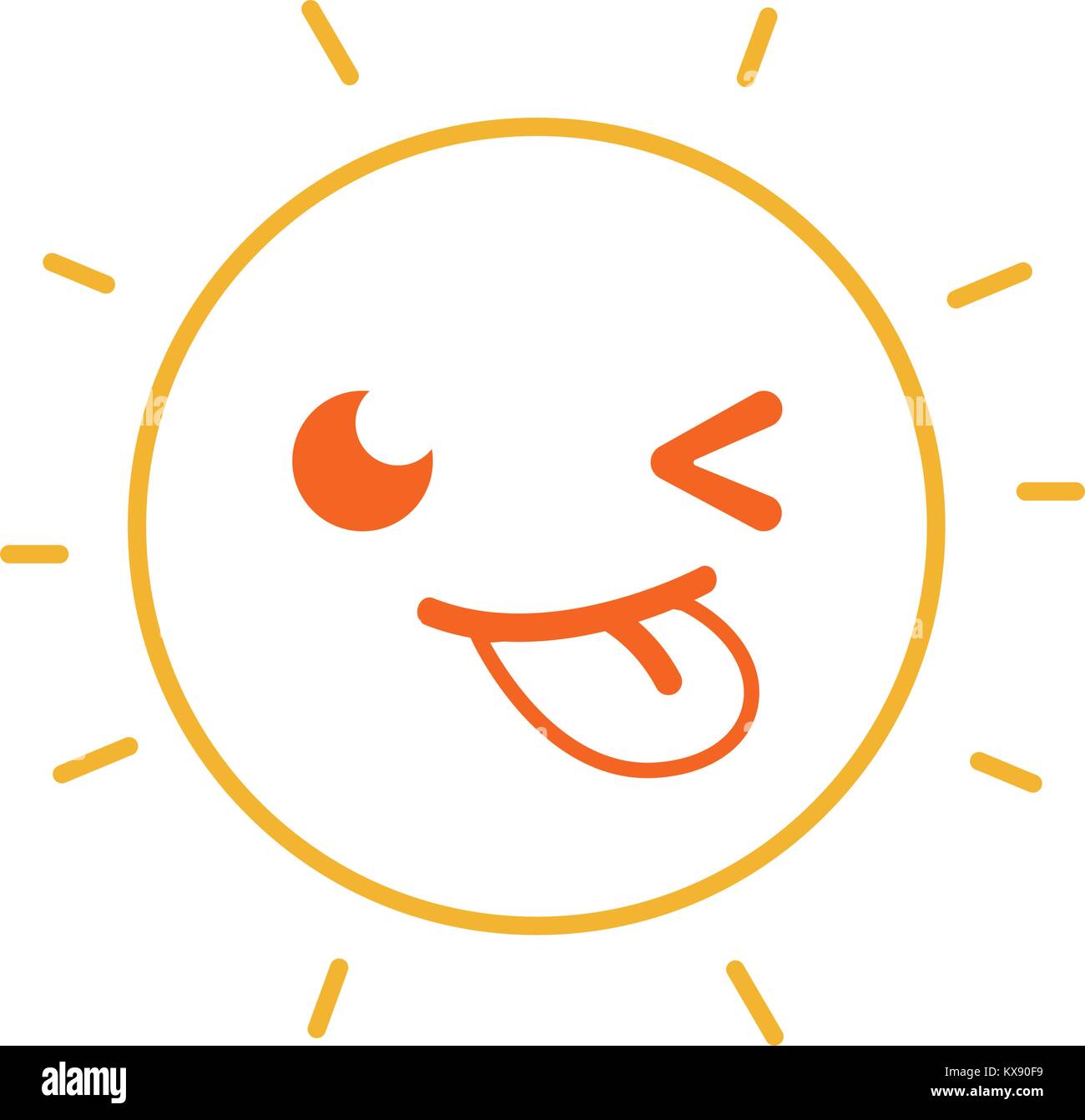 color line funny and cute sun kawaii weather Stock Vector Image & Art ...
